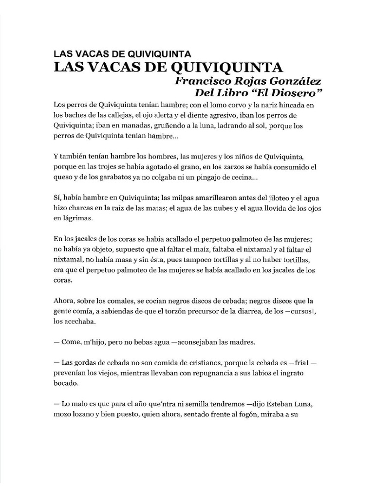 Cuento Las Vacas de Quiviquinta Español PDF | PDF