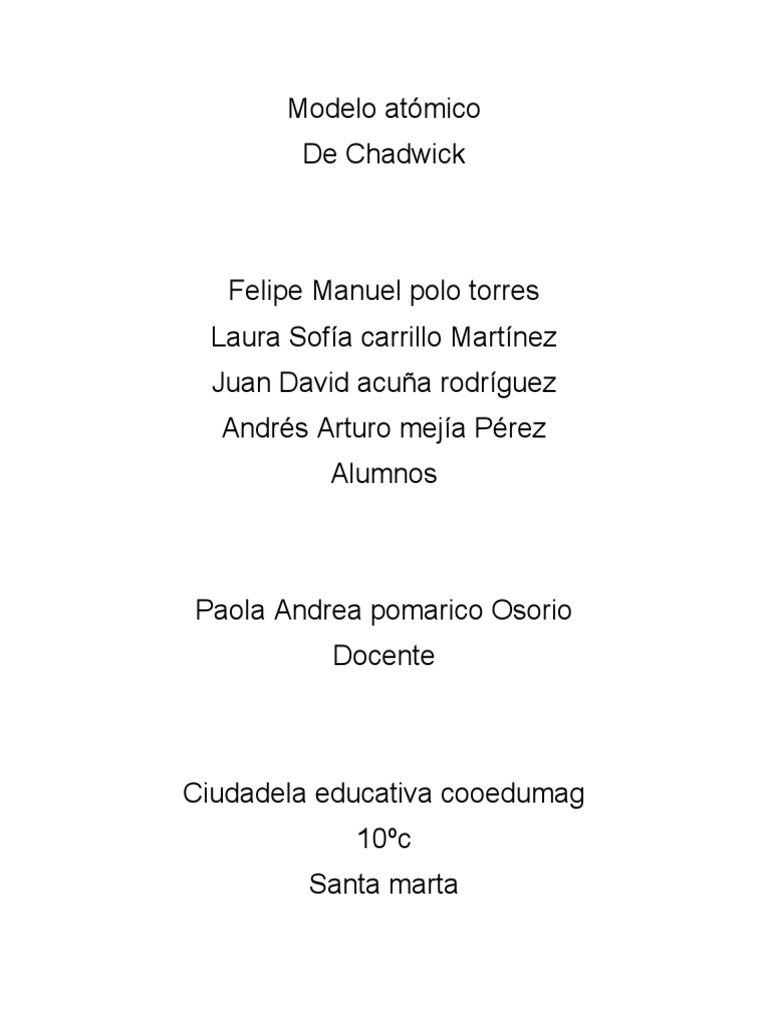 Modelo Atómico de Chadwick (1932) | PDF | Núcleo atómico | Átomos