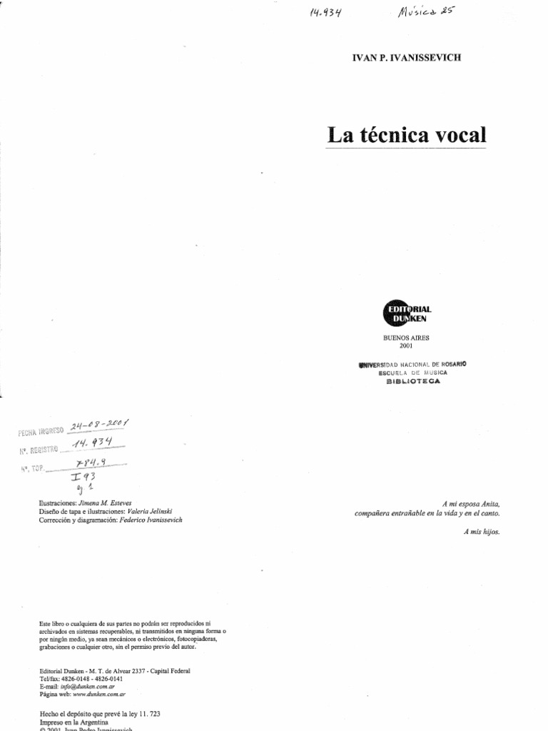 IVANISSEVICH, Ivan - La Tã©cnica Vocal PDF | PDF
