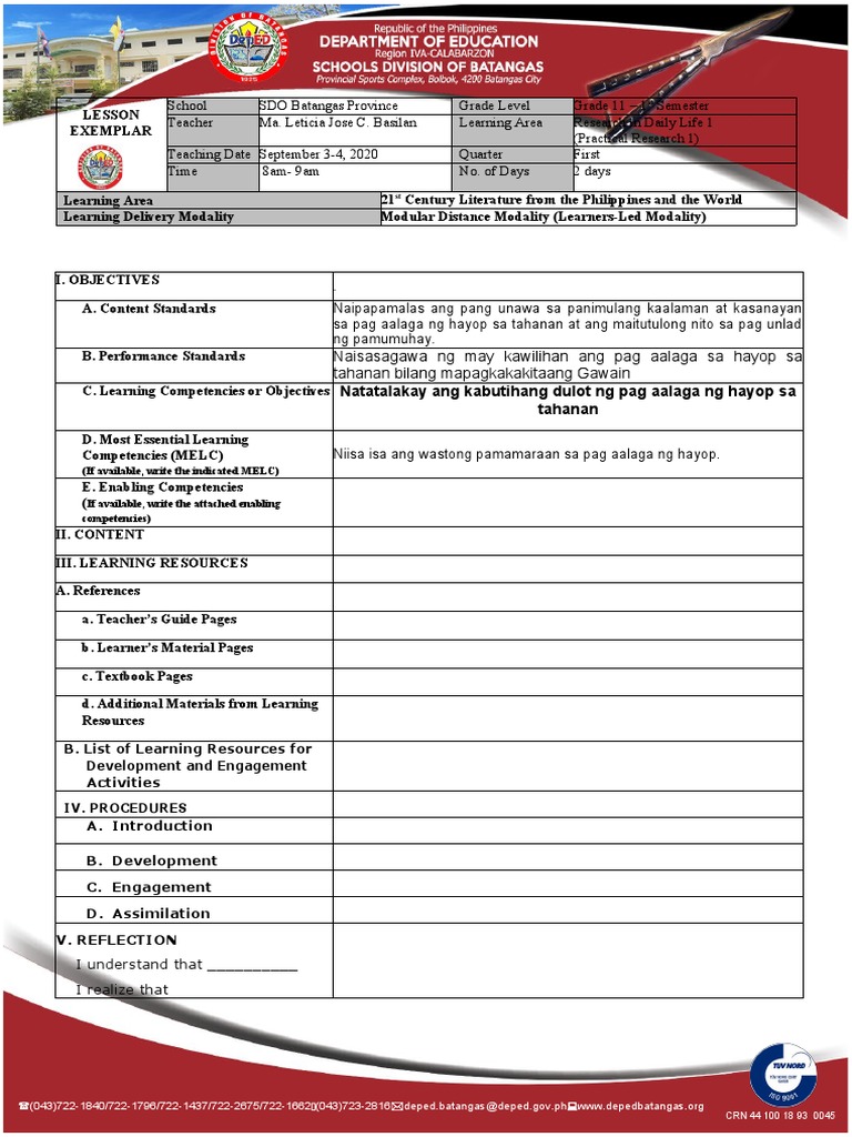 APPLIED Lesson Exemplar New Normal | Download Free PDF | Learning | Behavior Modification