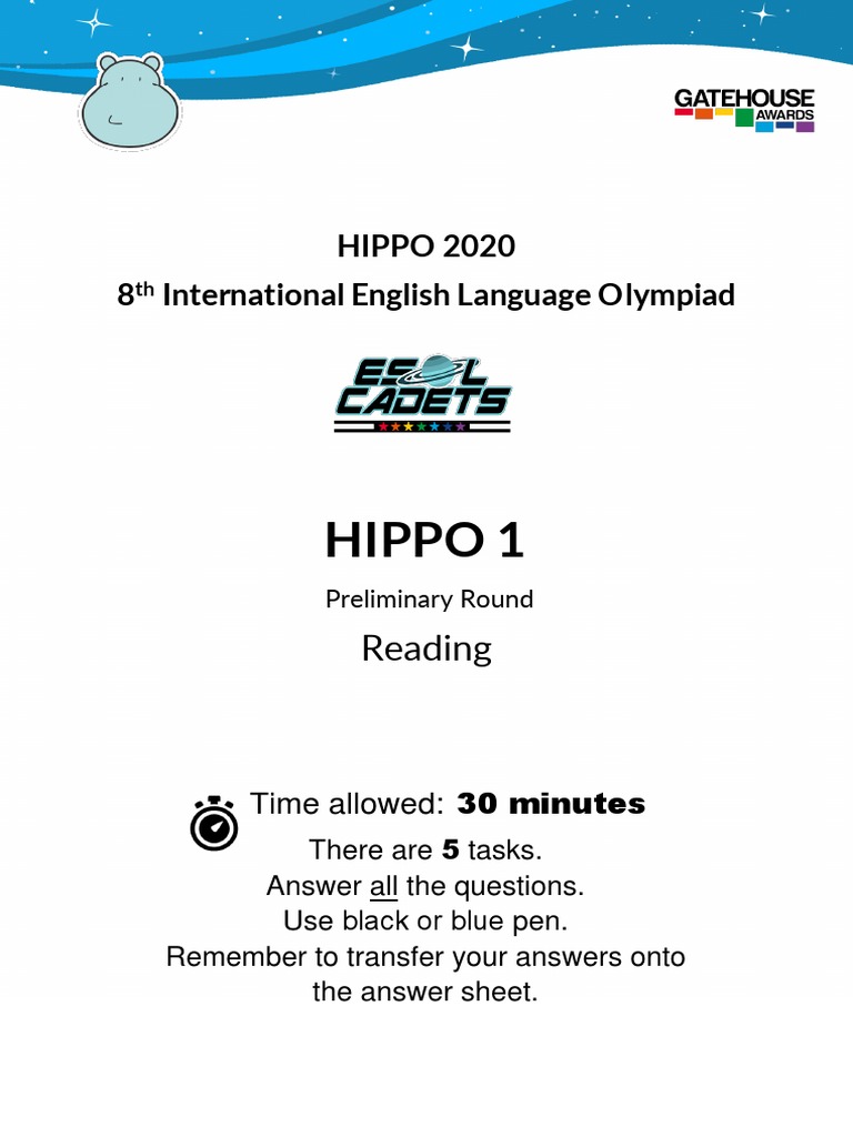 HIPPO 2020 English Olympiad Tasks | PDF