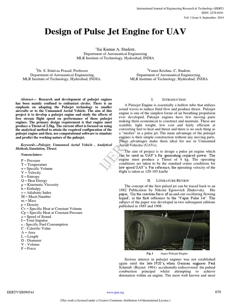 Design and Simulation of a Pulse Jet Engine for Unmanned Aerial ...
