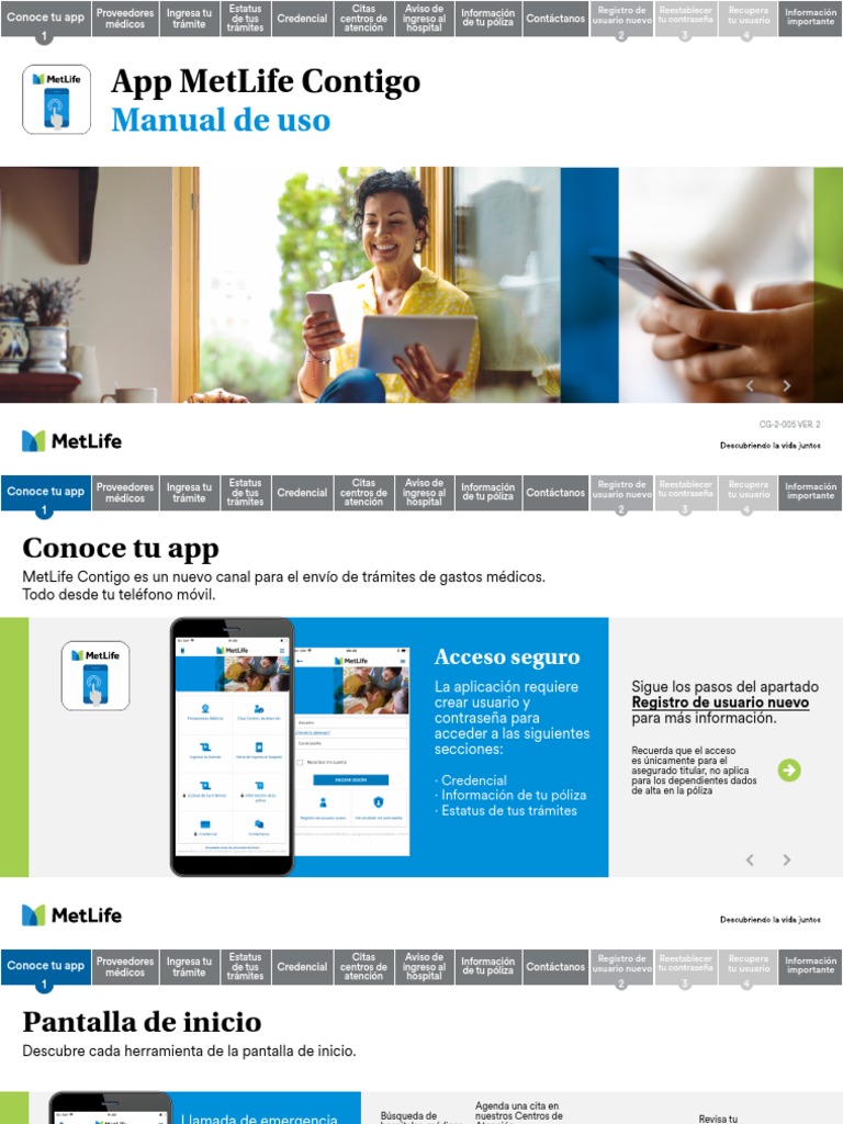 Guía de Uso de la App MetLife Contigo | PDF | Contraseña | Aplicación movil