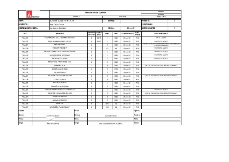 Pedido de Obra 1 Burano | PDF