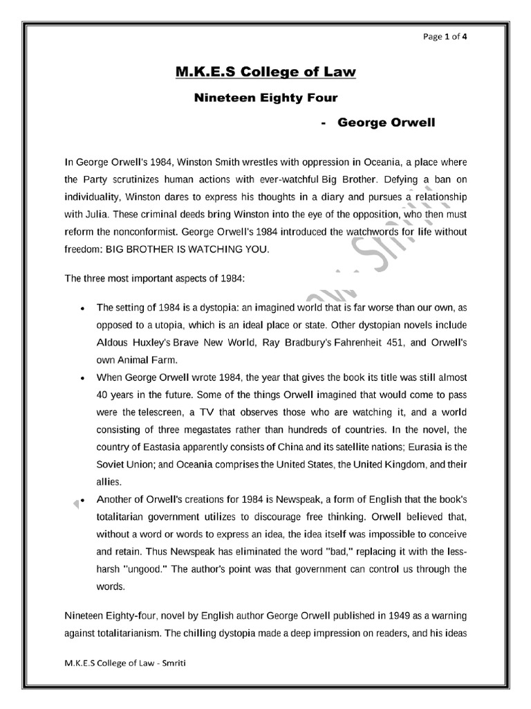 1984 - Summary | PDF