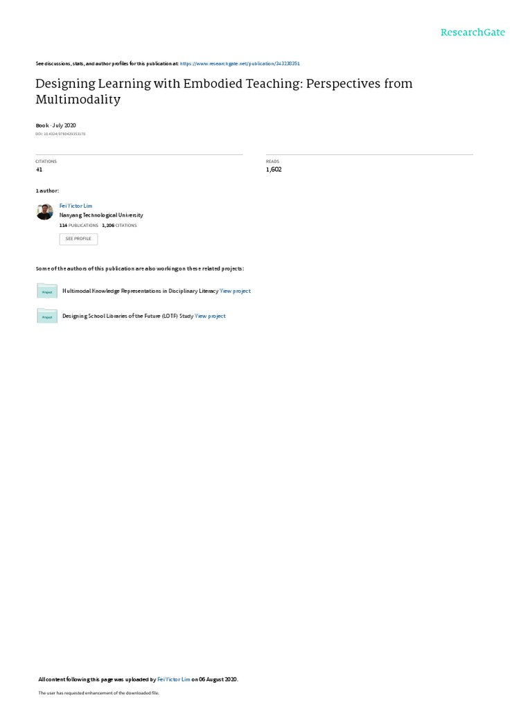 Designing Learning With Embodied Teaching Perspect Pdf Pedagogy Teachers
