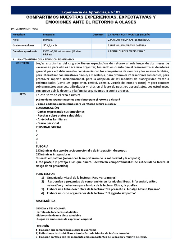 Eda 1 Quinto Grado 2023 | PDF | Dios | Amor