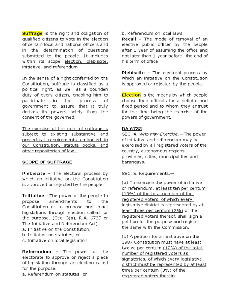 General Principle and Election of Laws - Midterms | PDF | Initiative ...