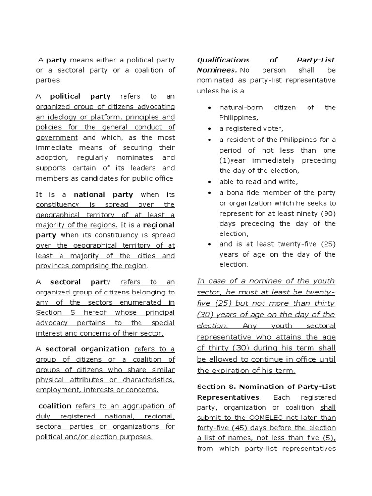 Party-List System Overview and Rules | PDF | Government