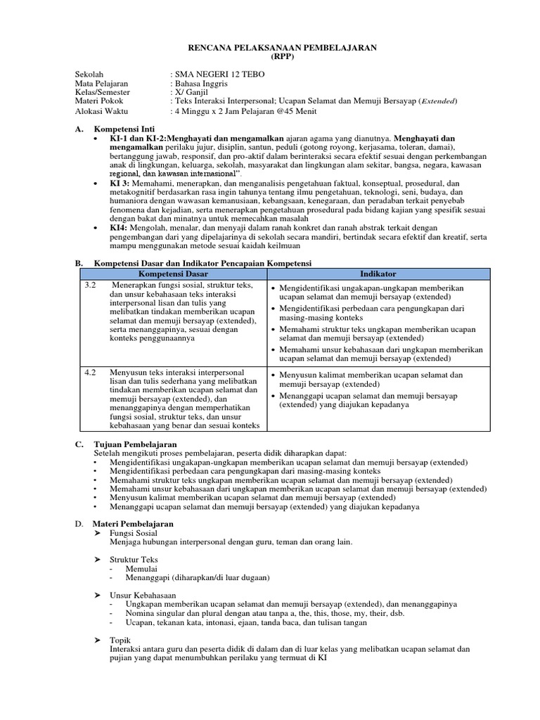 RPP Mapel Bahasa Indonesia, Matematika, Bahasa Inggris, IPA, IPS (Diwakili Oleh 3 Tingkat) | PDF ...