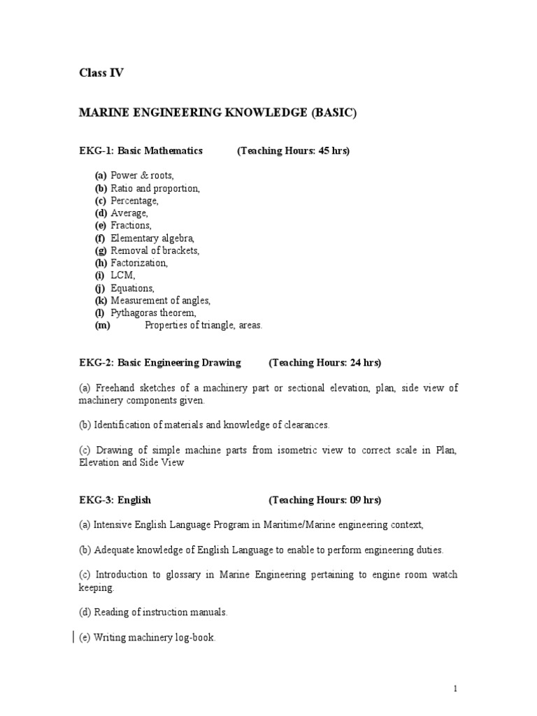 CL. IV Syllabus | PDF | Buoyancy | Engines