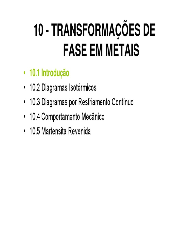 Cap 10 - Transformaçoes de Fases em Metais | PDF | Aço | Liga