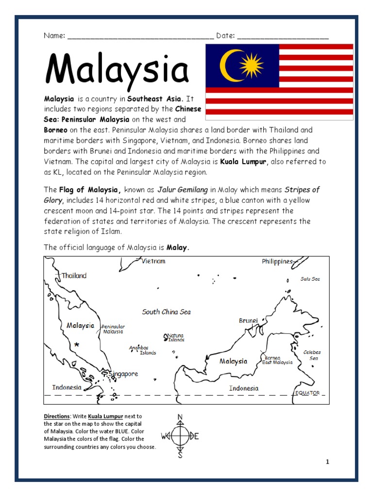 MALAYSIAIntroductoryGeographyWorksheet 1 PDF | PDF | Malaysia ...