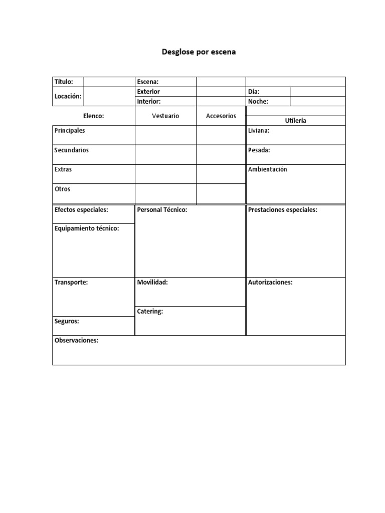 Plantilla Desglose de Guion 01 | PDF