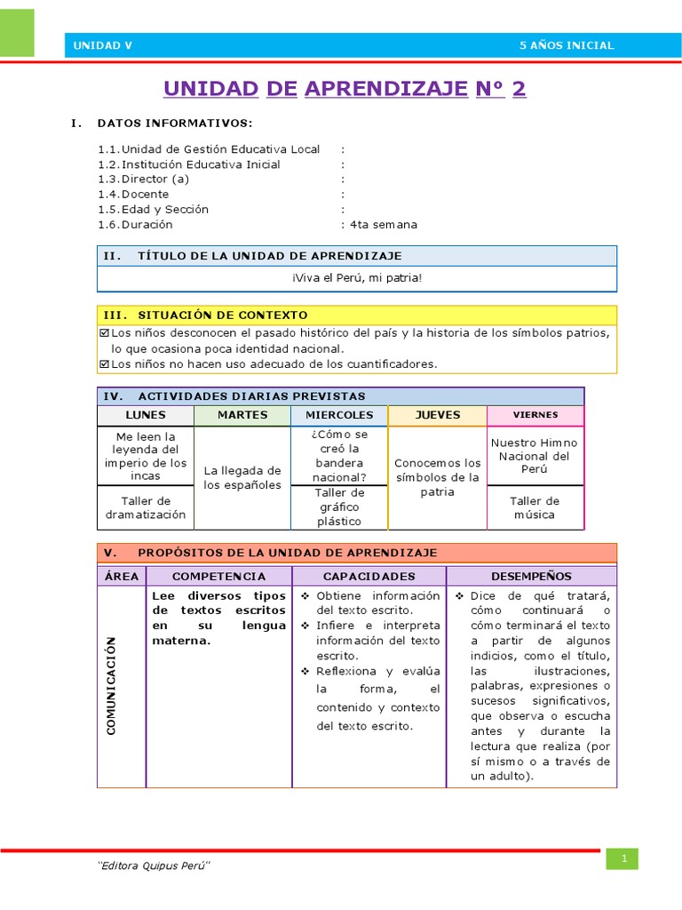 Unidad de Aprendizaje 2 - UD V - Editora Quipus Perú | PDF | Aprendizaje | Imperio Inca