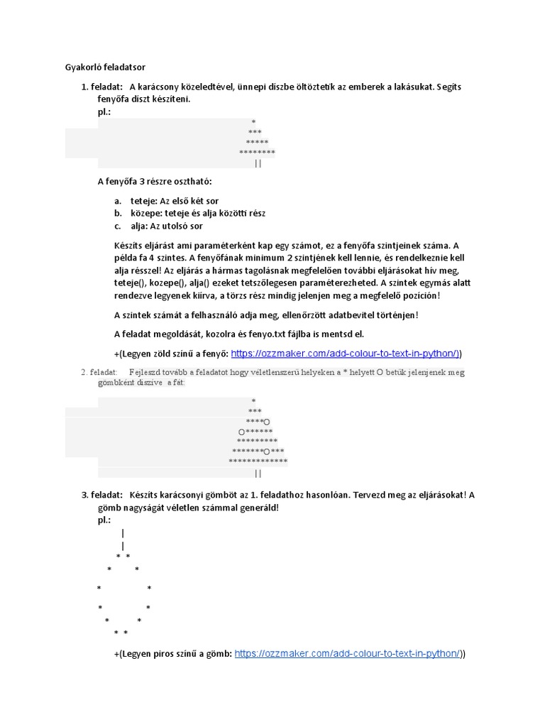 GyakorlÃ Feladatsor MikulÃ¡s, Karã¡csony | PDF