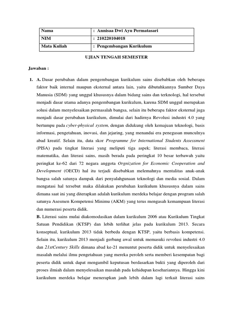 UTS Annisaa Dwi Ayu Permatasari 210220104018 | PDF