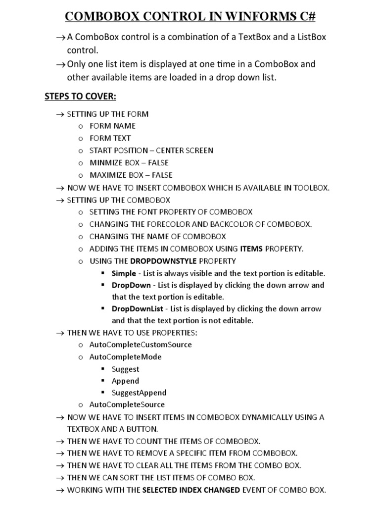 2 - Combobox in Winforms | PDF