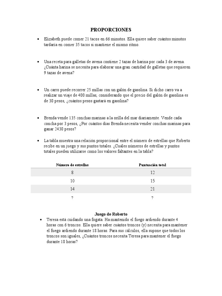Proporciones Ejercicios Pdf