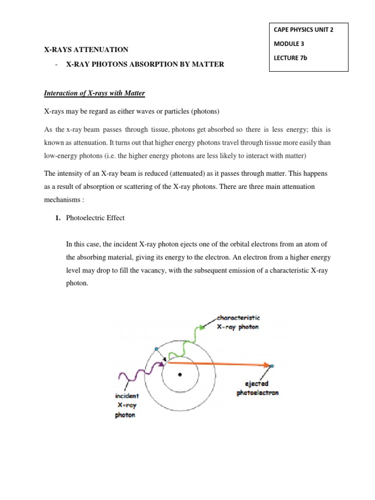 CAPE Physics Unit 2 Module 3 Lecture 7b X-Ray Photons Absorb by Matter ...