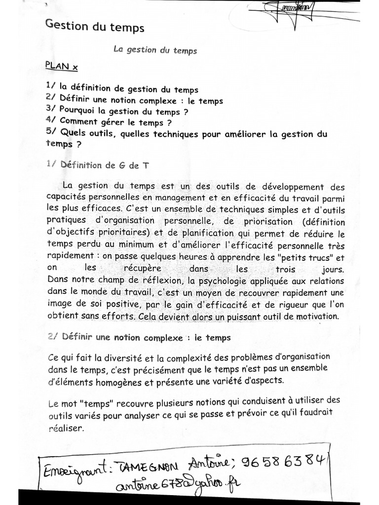 Méthode de Travail Et Gestion Du Temps PDF | PDF