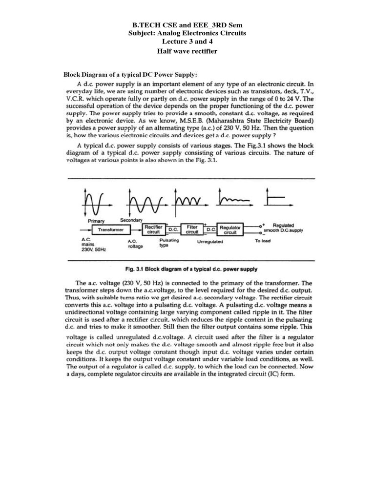 Lecture - 3 and 4 - HALF WAVE RECTIFIERS | PDF