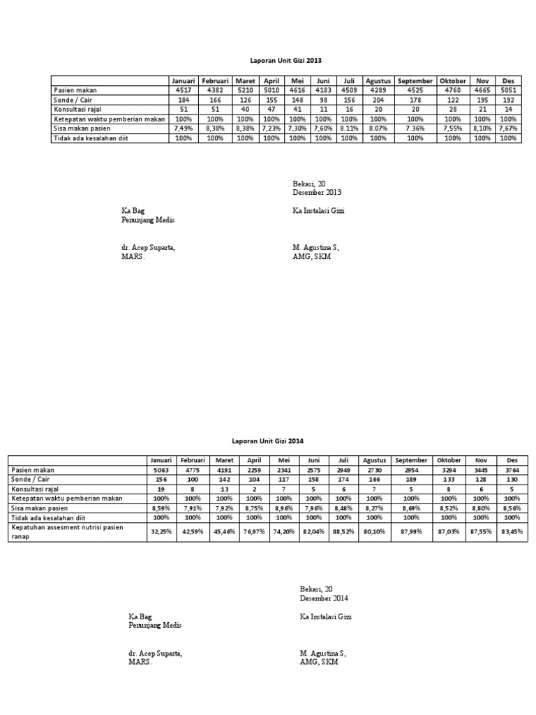 Laporan Unit Gizi bu Tina | PDF