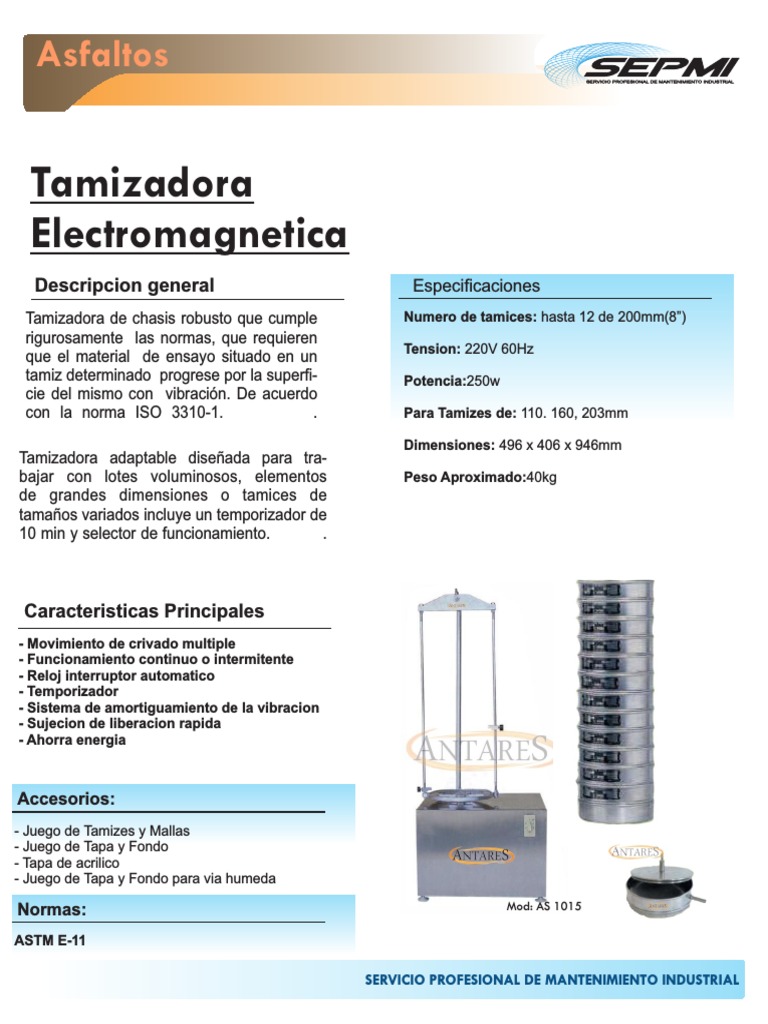 Tamizadora Electromagnética AS 1015 | PDF | Tecnología