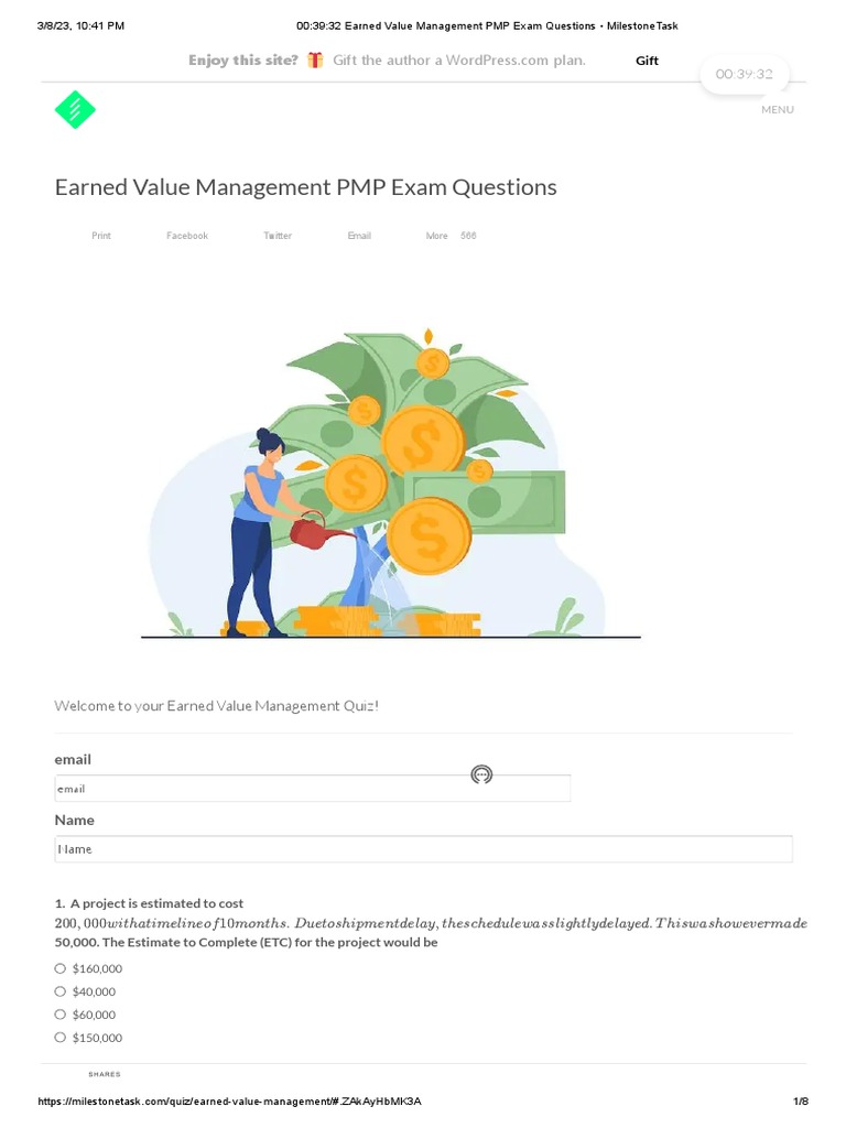 00 - 39 - 32 Earned Value Management PMP Exam Questions - MilestoneTask ...