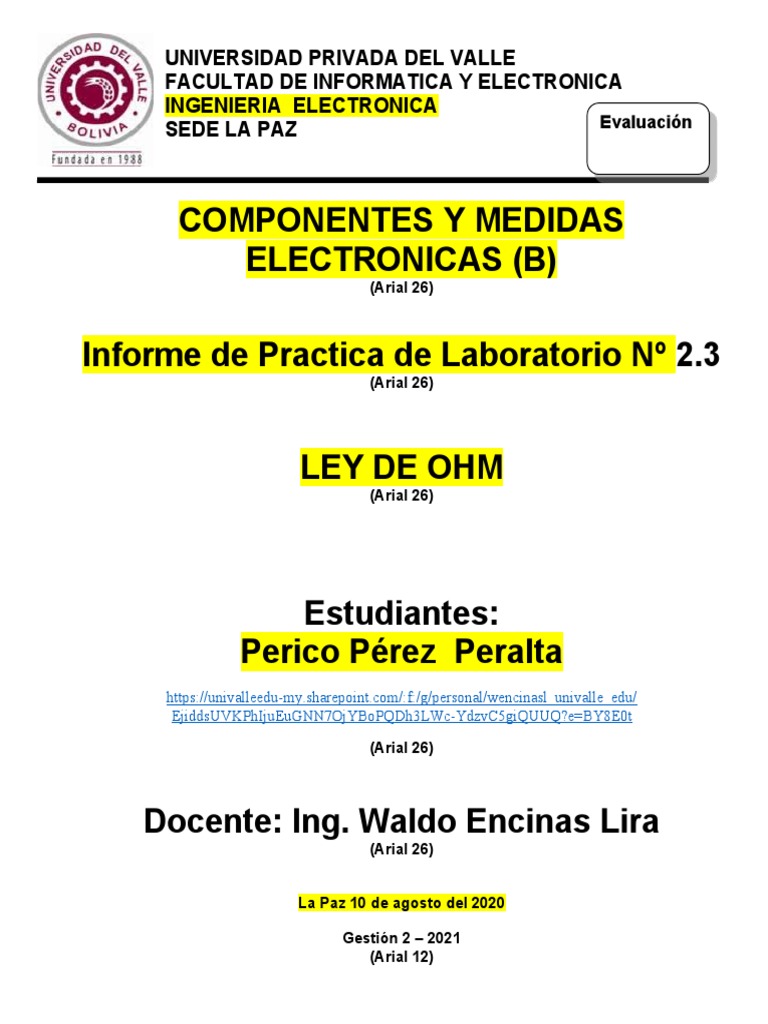 Modelo de Informe de Laboratorio | PDF | Electricidad | Ciencias fisicas