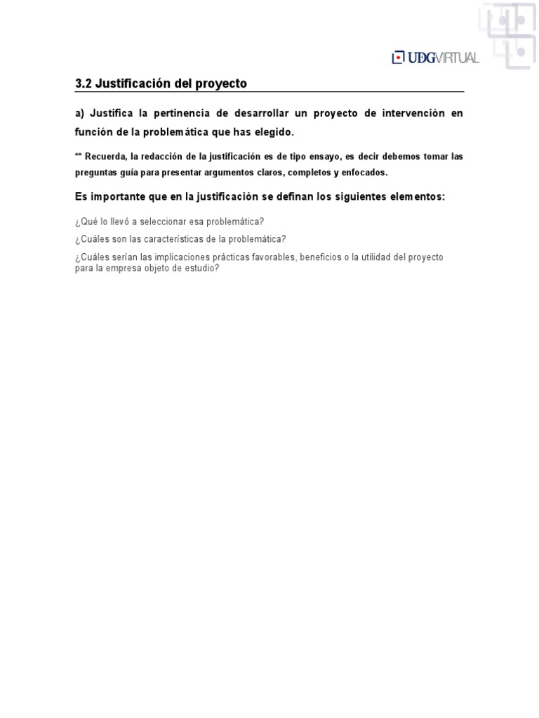 Formato 3.2 Justificación Del Proyecto | PDF