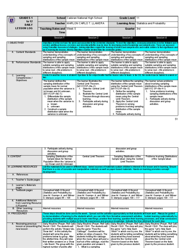 School Statistics Weekly Lesson | PDF | Standard Deviation | Variance