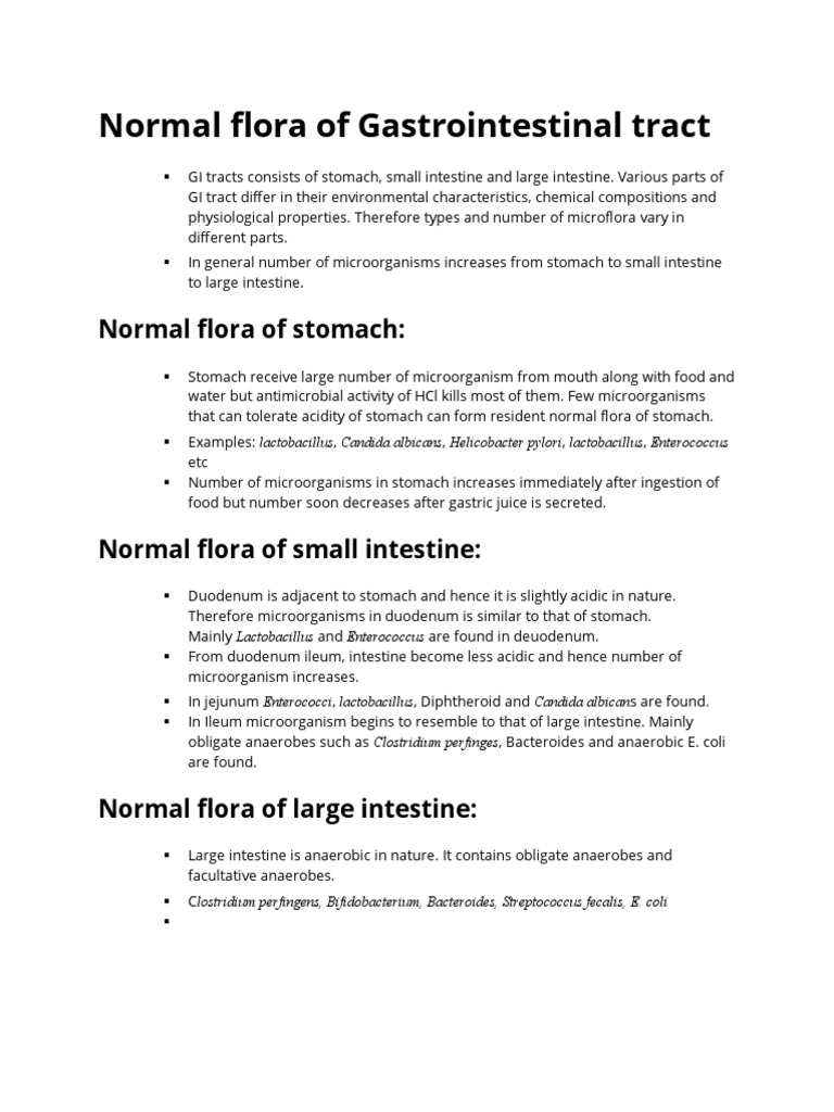 Normal Flora of Gastrointestinal Tract | PDF | Gastrointestinal Tract ...