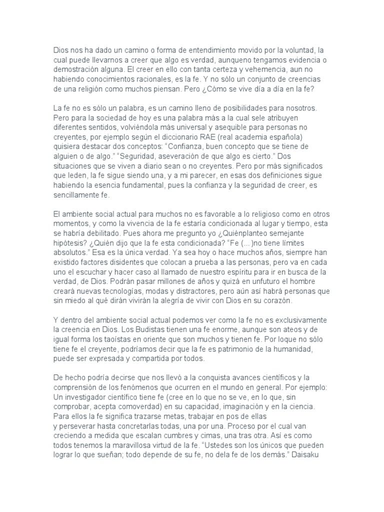 Ensayo Sobre La Fe | PDF | Fe | Verdad