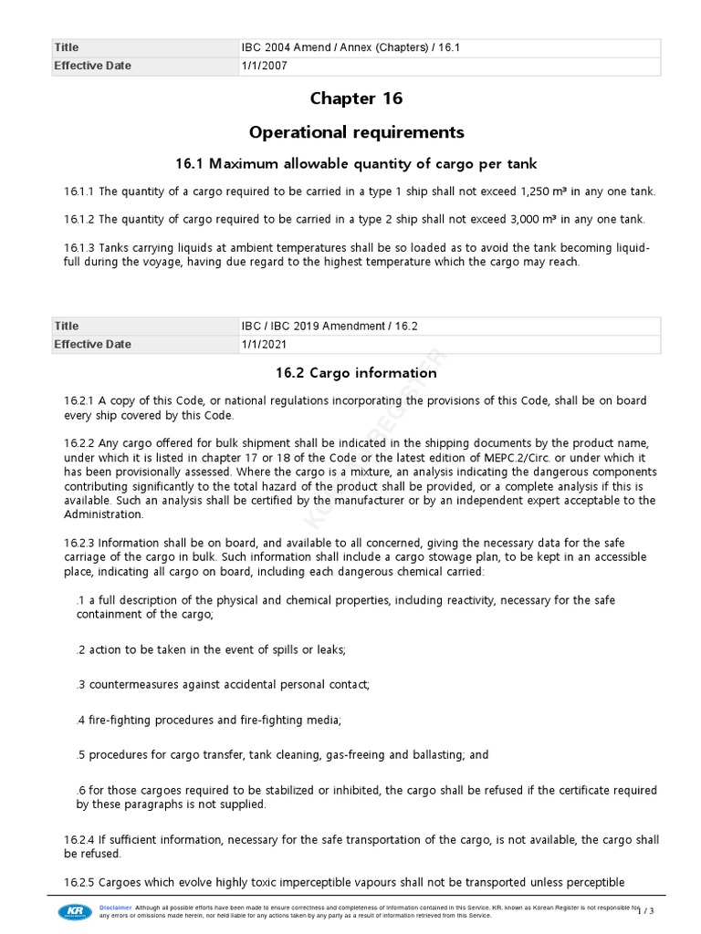 Chapter16 IBC PDF | PDF | Dangerous Goods | Cargo