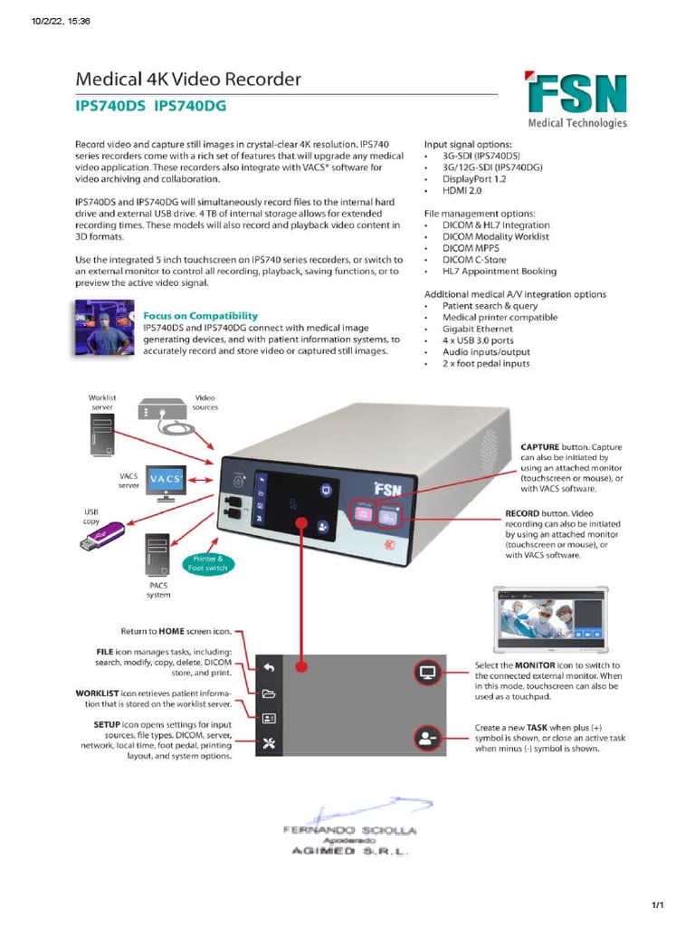 R +11+Grabador+4K+FSN+IPS740DG+-+MEDICAL+4K+VIDEO+RECORDER | PDF