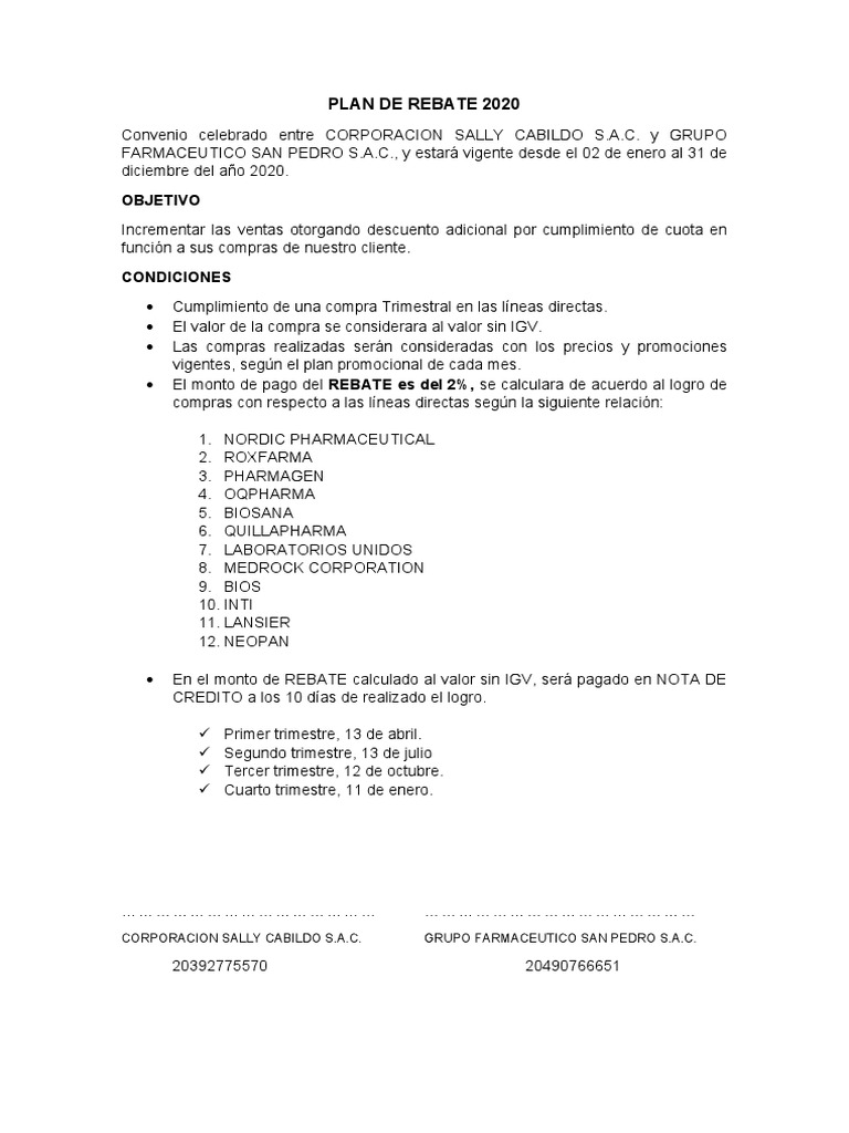 Contrato de Rebate | PDF