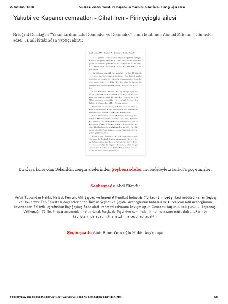 Akrabalık Zinciri - Yakubi Ve Kapancı Cemaatleri - Cihat İren ...
