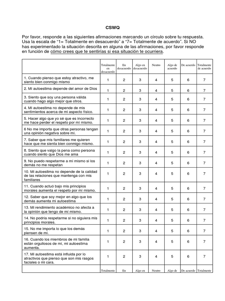 CSW - Autoestima PDF | PDF | Autoestima