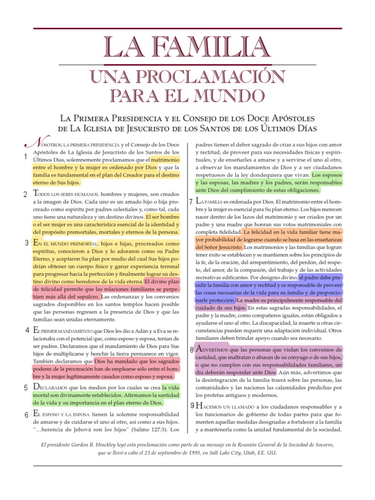 La Familia Una Proclamacion para El Mundo Principios | PDF | Divinidad ...