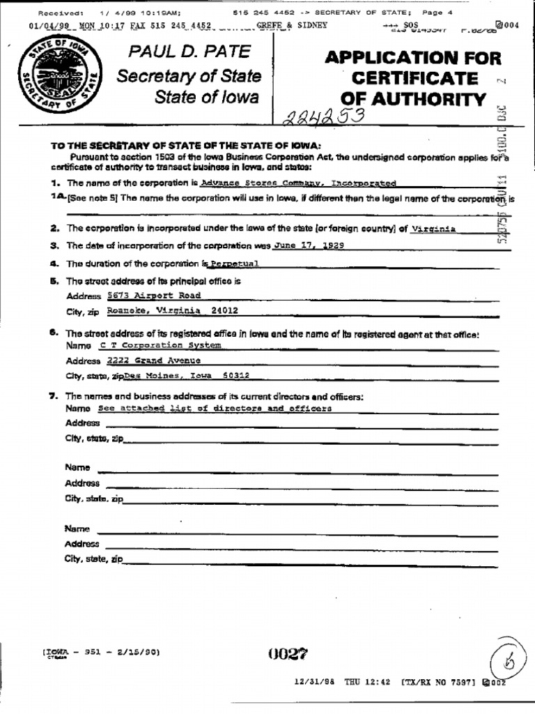 Advance Stores Company, Incorporated. | PDF