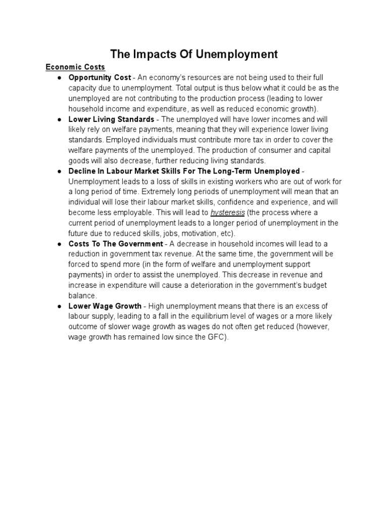The Impacts of Unemployment | PDF | Unemployment | Labour Economics