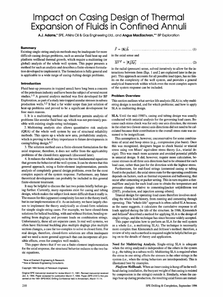 Adams 1994 | PDF | Casing (Borehole) | Stress (Mechanics)