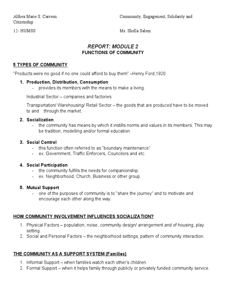 Report: Module 2 | PDF | Community | Socialization