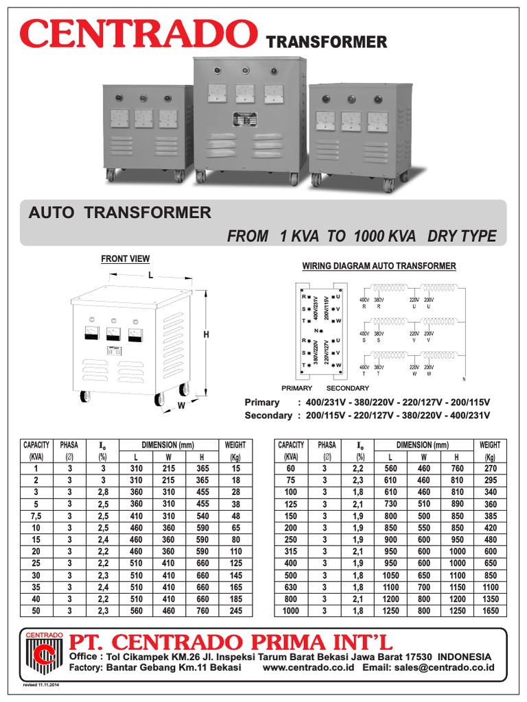 Brosur Auto Trafo CENTRADO Dry | PDF