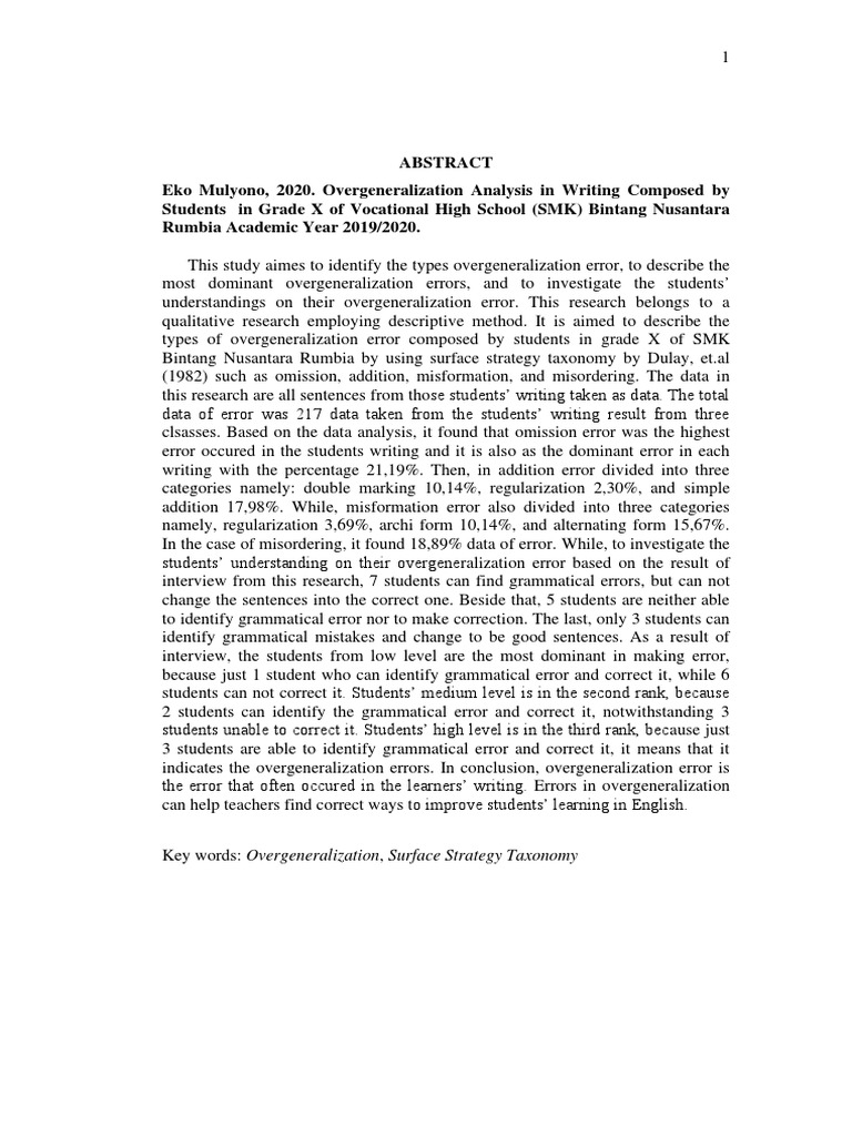 Jurnal Overgeneralization - Eko Mulyono - 206102090030 | PDF | Second ...