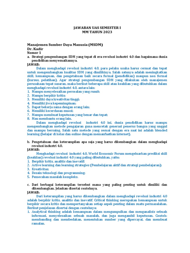 Jawaban UAS MSDM | PDF