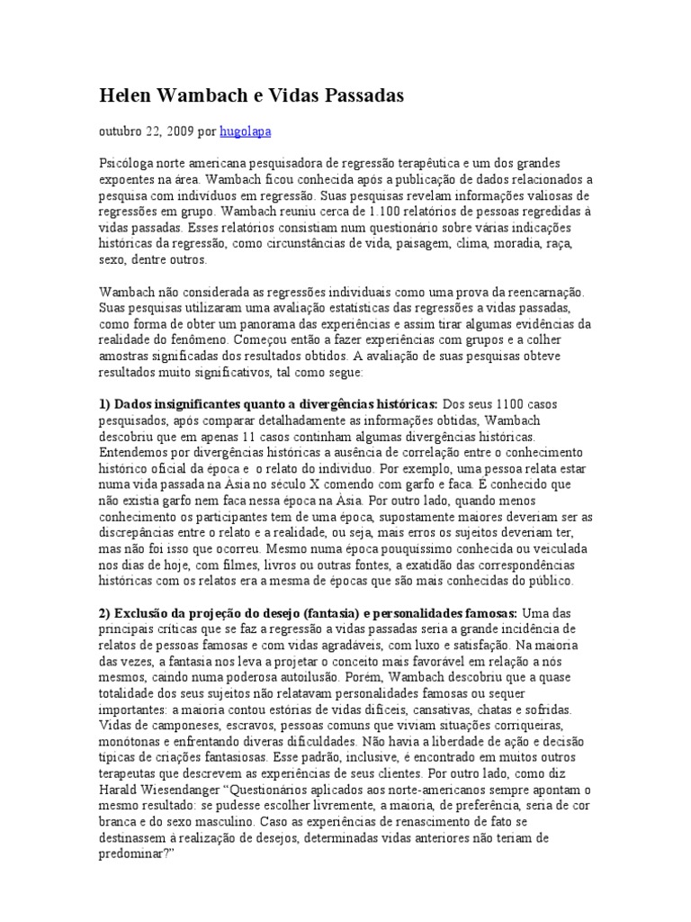 Helen Wambach e Vidas | PDF | Reencarnação | Alma