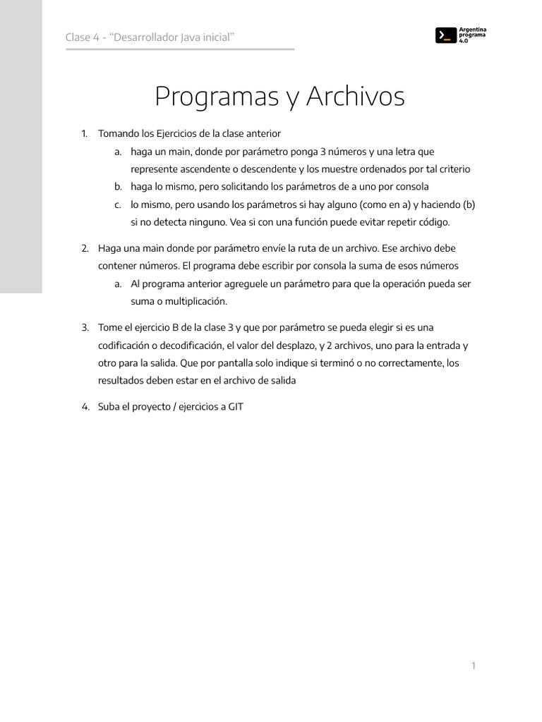 Clase 4 - Guía de Ejercicios - Java | PDF