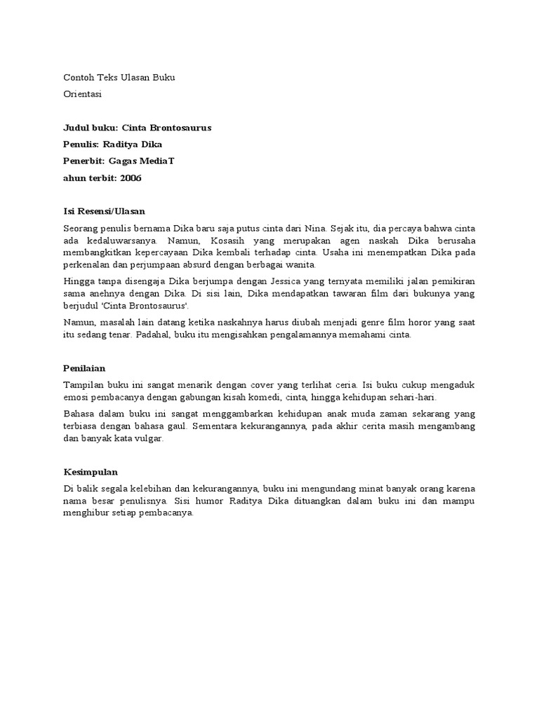Contoh Teks Ulasan Buku | PDF